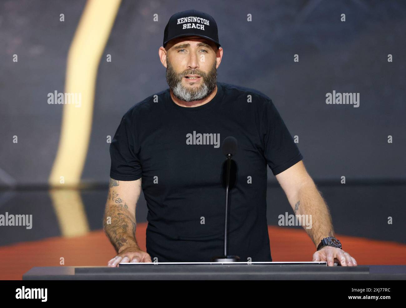 Milwaukee, Usa. Juli 2024. Michael Coyle aus Philadelphia spricht am ...