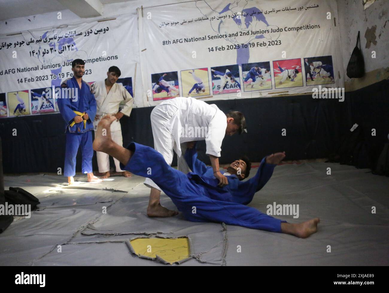 Kabul, Afghanistan. Juli 2024. Athleten üben Judo in einem Judo-Club in Kabul, der Hauptstadt ...