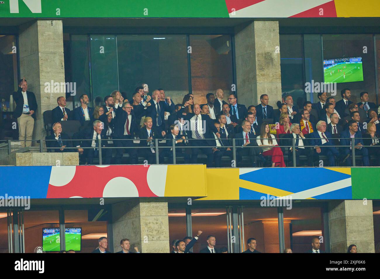 Die ersten beiden Reihen (L-R) bei 1-1 Tor: Bernd Neuendorf, David Gill ...