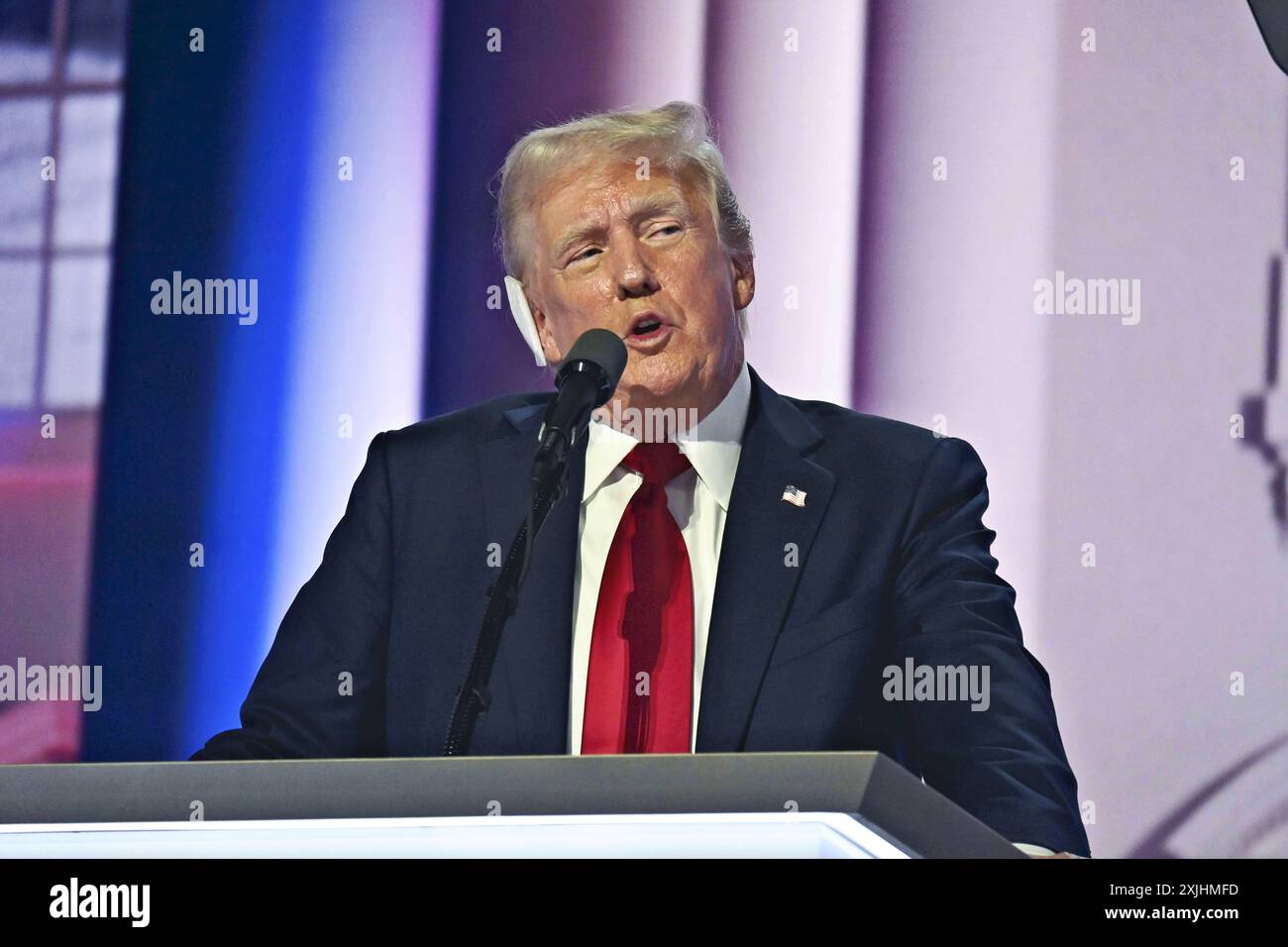 Former U.S. President Donald Trump delivers a speech for Presidential ...