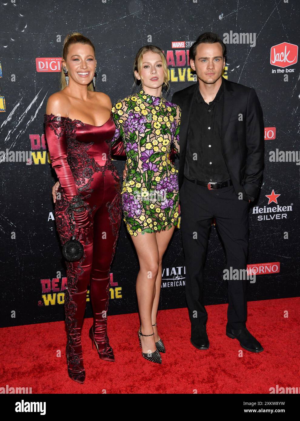 Blake Lively, left, Isabela Ferrer and Alex Neustaedter attend the ...