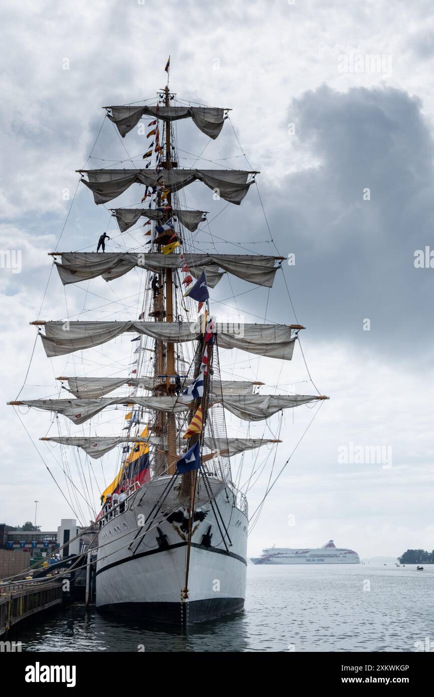 MARIEHAMN, Åland, FINNLAND - 24. JULI 2024: Das Hochschiff Guayas aus ...