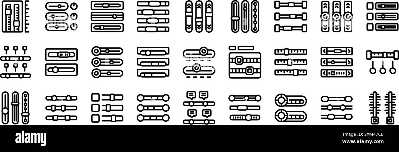 Bildlaufleisten-Symbole festgelegt. Sammlung von Einstellsymbolen mit ...