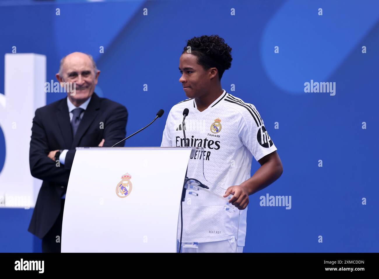 Endrick Felipe attends during his presentation as new player of Real ...