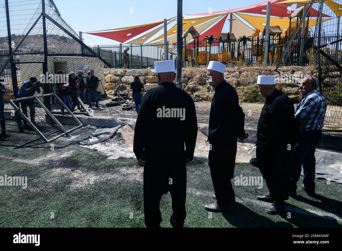 Israel. Juli 2024. Israelische Drusen trafen sich zur Beerdigung der 12 ...