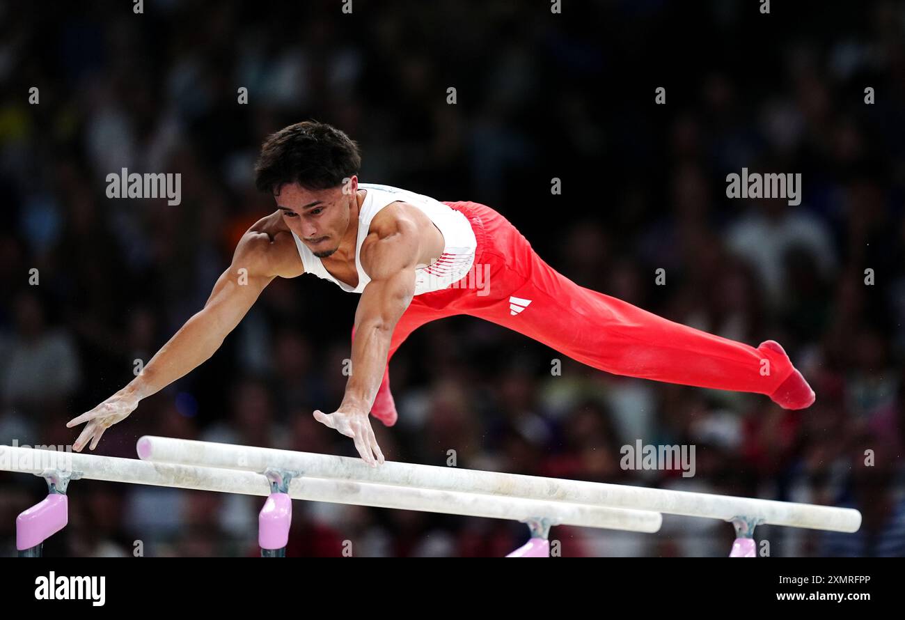 Der Brite Jake Jarman tritt am dritten Tag der Olympischen Spiele 2024 ...