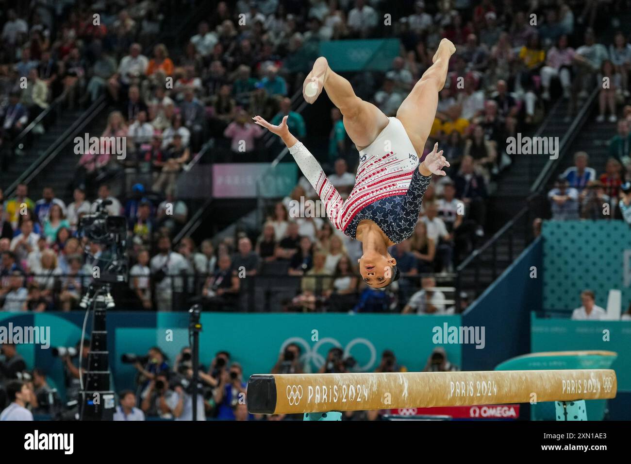 Sunisa Lee of United States competes in the Balance Beam during Women's ...