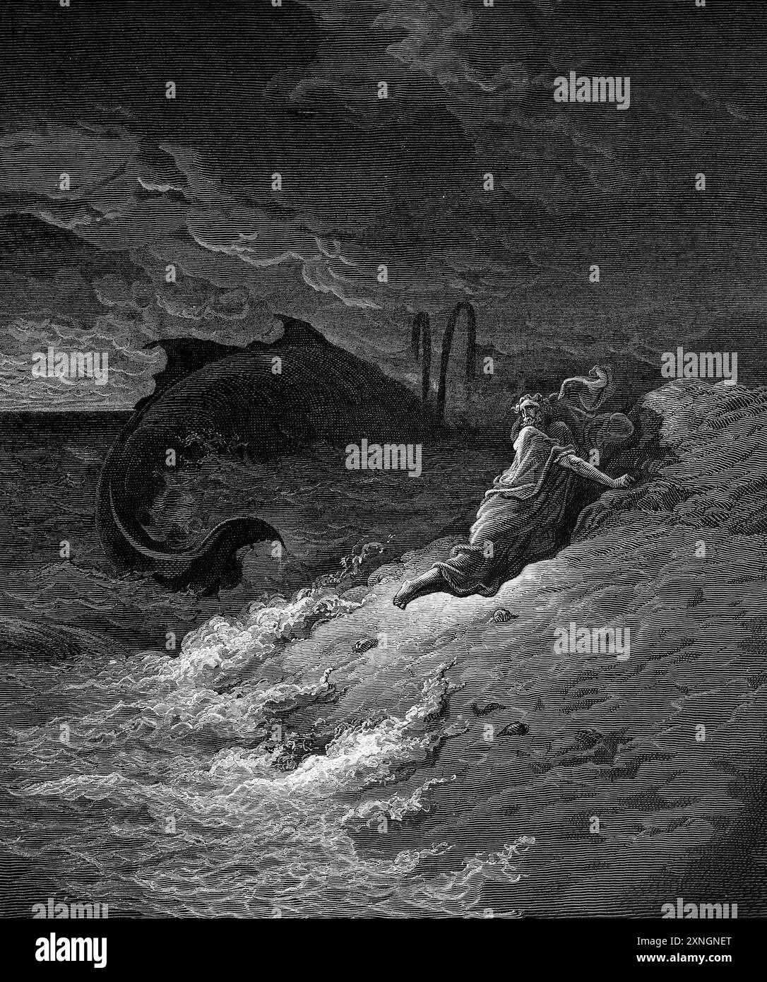 Jonah swallowed by the whale Schwarzweiß-Stockfotos und -bilder - Alamy