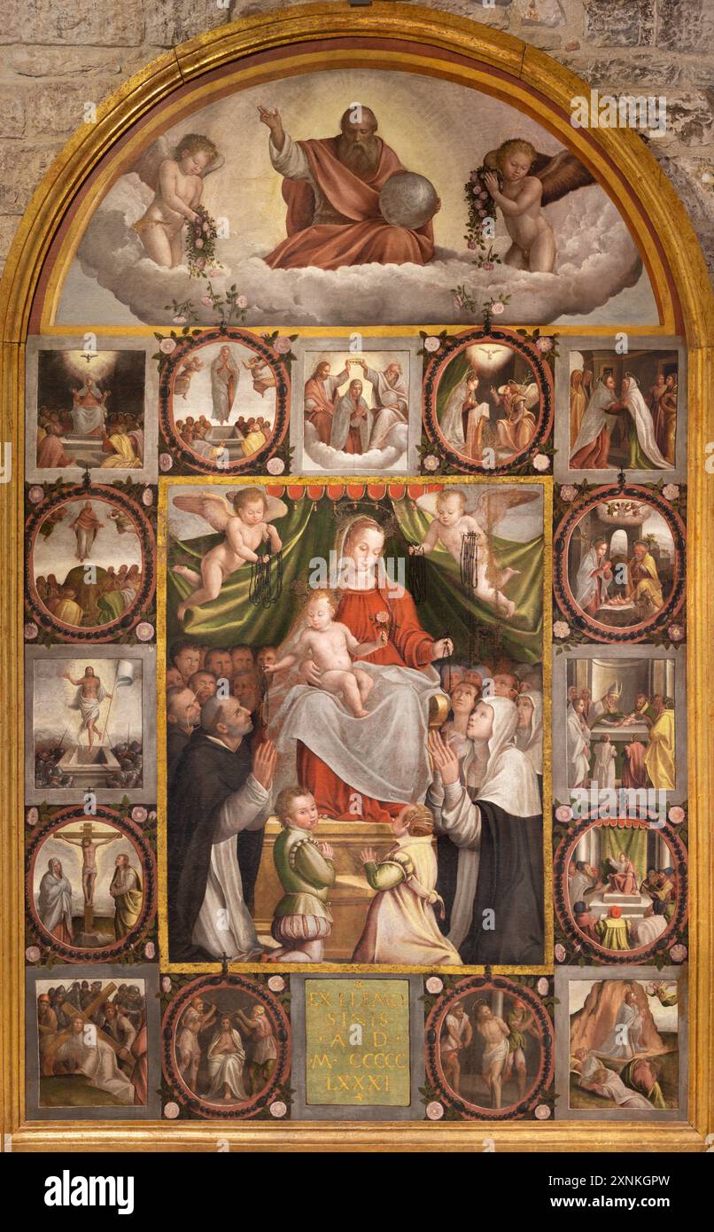 ASSISI, ITALIEN - 17. MAI 2024: Gemälde der Rosenkranzmadonna in der ...