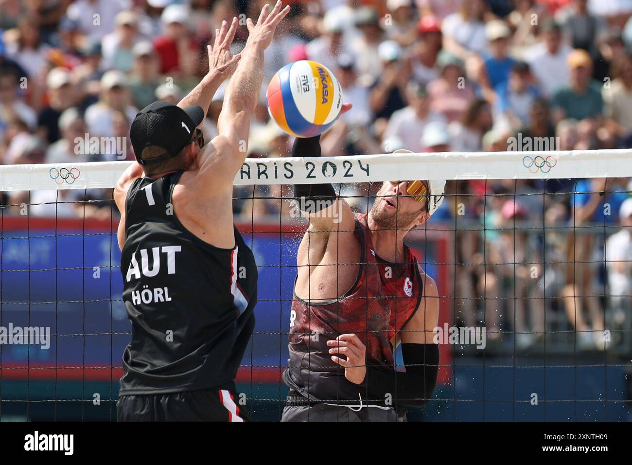 Paris, Frankreich. August 2024. Samuel Schachter (R) aus Kanada tritt ...