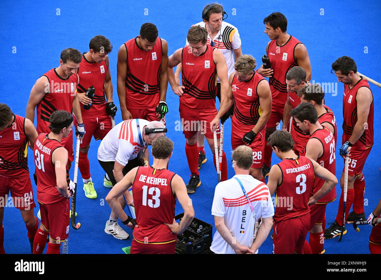 Paris, Frankreich. August 2024. Der belgische Assistenztrainer Shane McLeod und die Red Lions ...