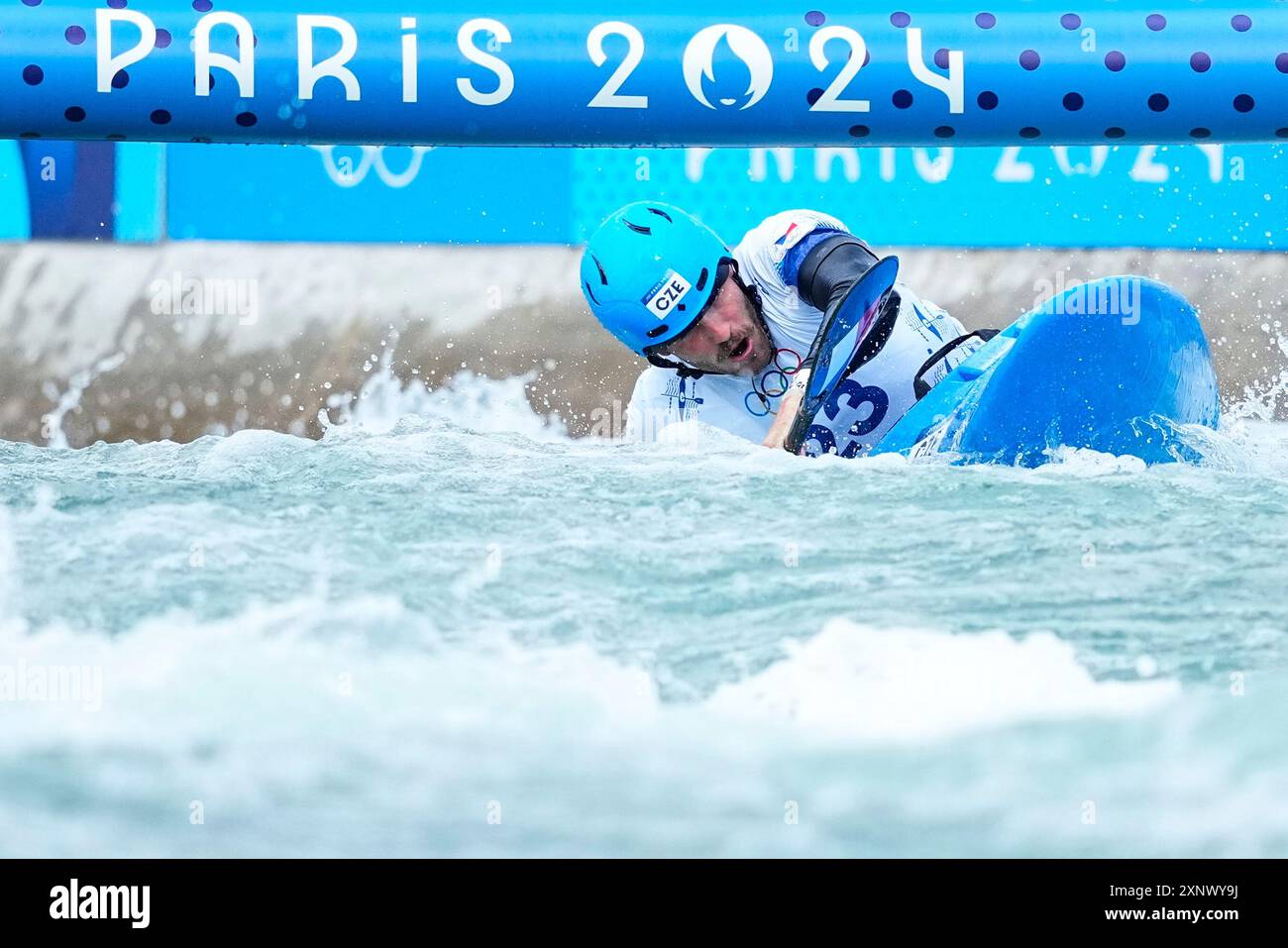 Lukas Rohan of Czechia competes during Men's Kayak Cross Time Trial of ...
