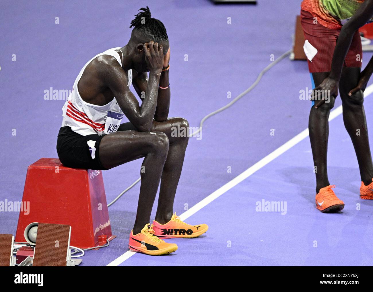 Paris, Frankreich. August 2024. Der belgische Athlet Isaac Kimeli ...