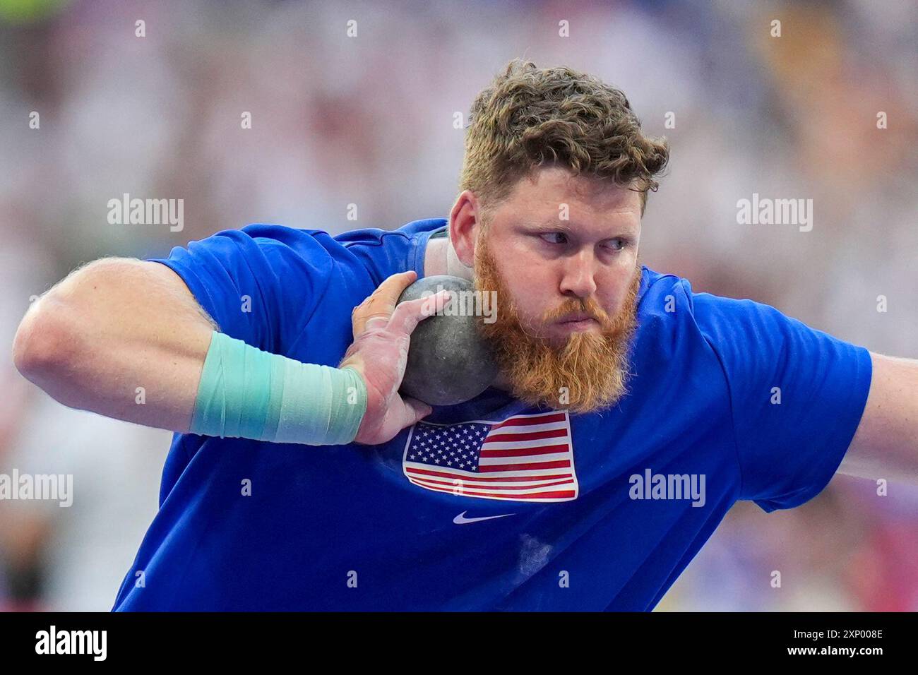 Ryan Crouser vom Team USA tritt bei den Olympischen Sommerspielen 2024 ...