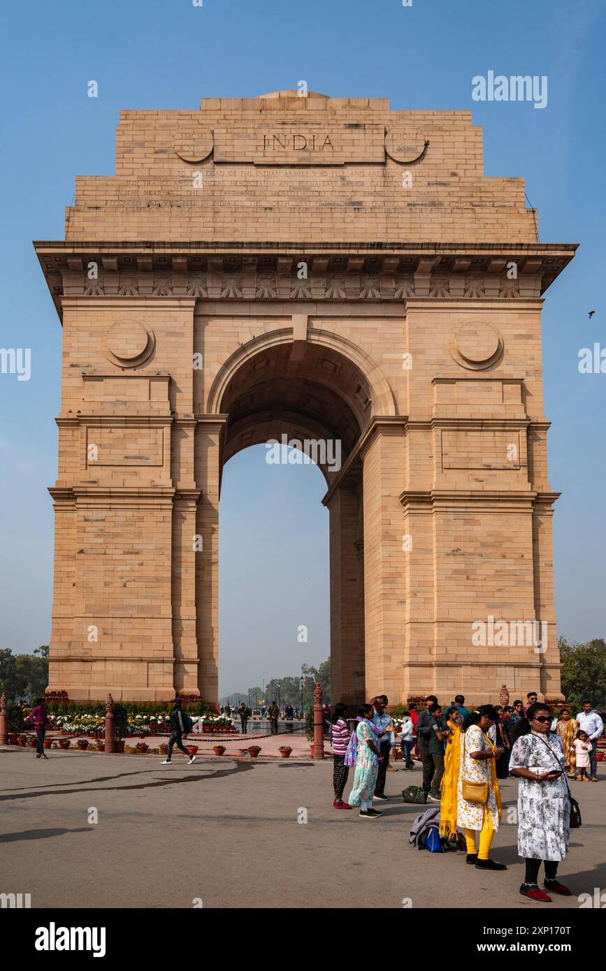 New Delhi, Indien, 12. Februar 2024. Das India Gate (ehemals All India war Memorial) erinnert an ...