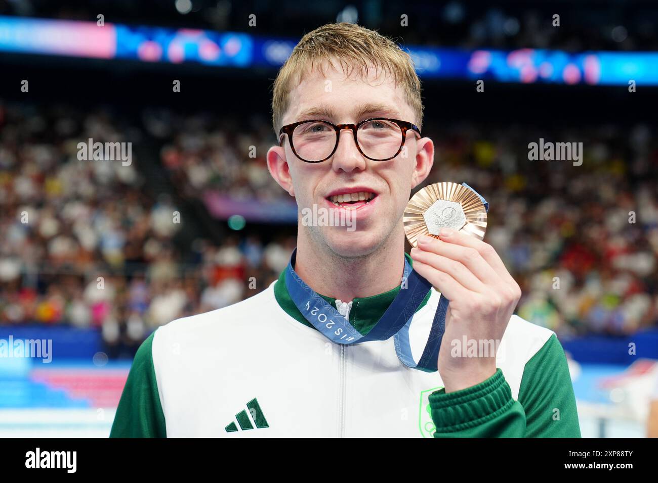 Daniel Wiffen, Irland, feiert am neunten Tag der Olympischen Spiele ...