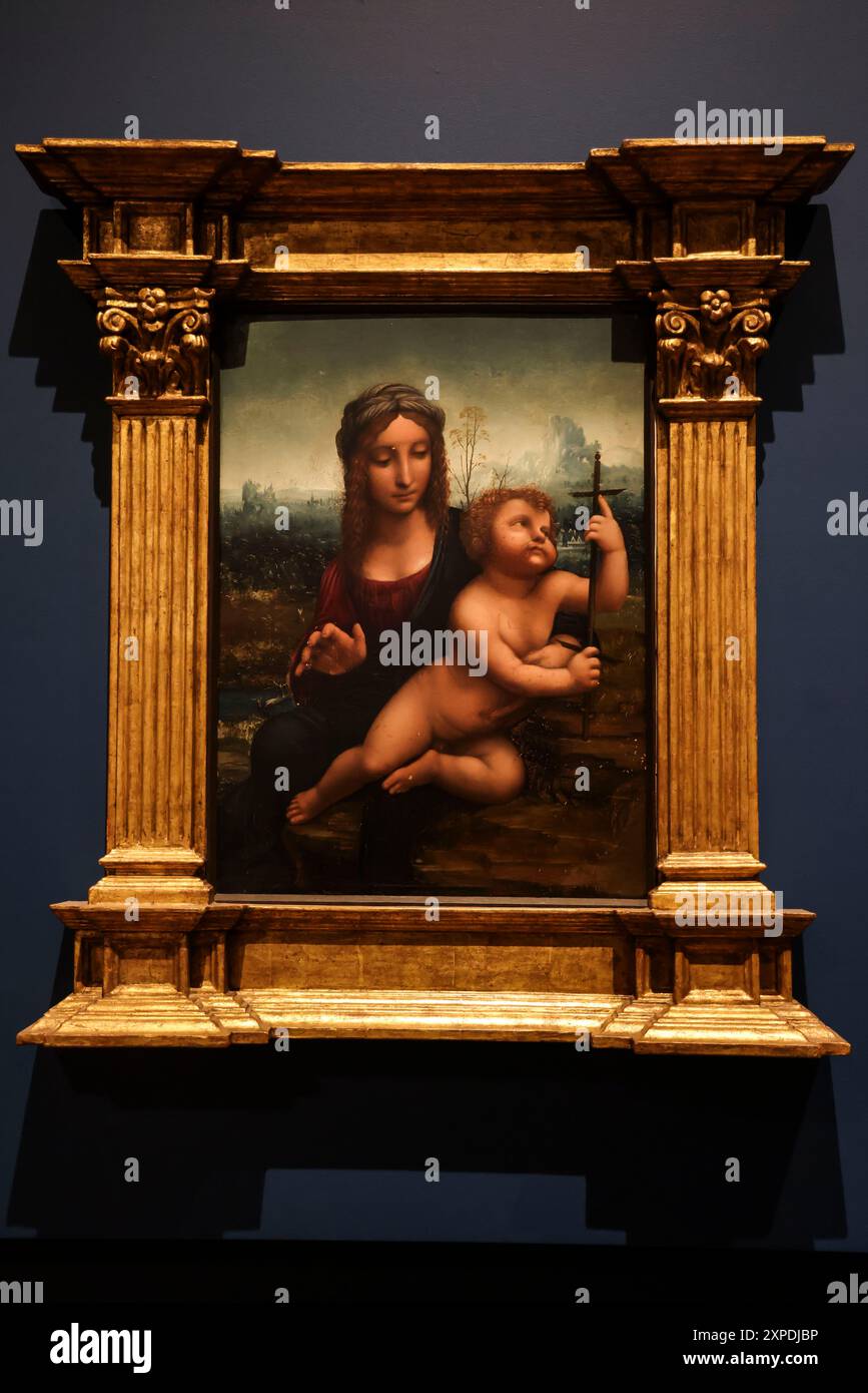 Madonna von der Spindel, vom italienischen Renaissance-Maler Leonardo da Vinci im Gemäldezimmer ...