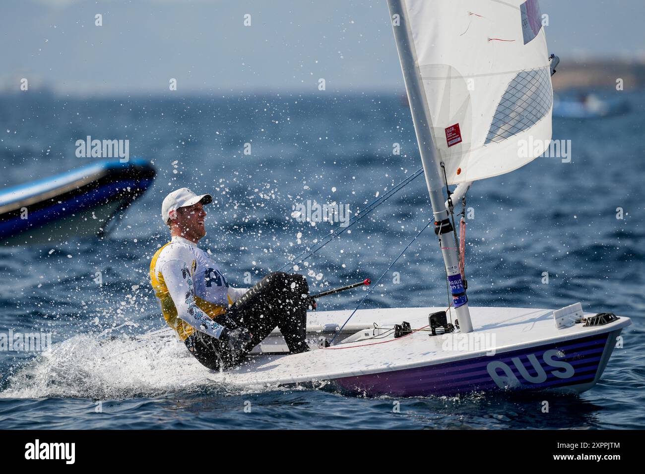 Matthew Wearn of Australia splashes the water as he celebrates after ...
