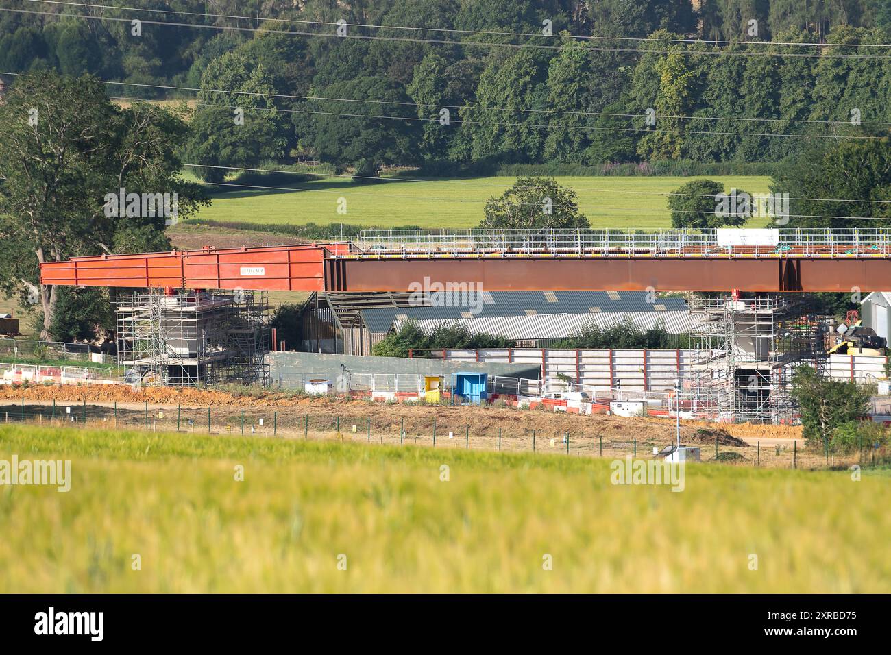 Wendover Dean, Großbritannien. August 2024. Die HS2-Bauarbeiten am HS2 Wendover Dean Viaduct in ...