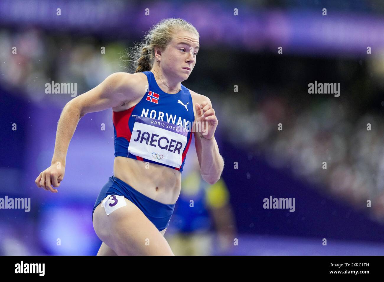 Paris, Frankreich 20240809. Henriette Jæger beim 400-m-Leichtathletik-Finale der Frauen im Stade ...