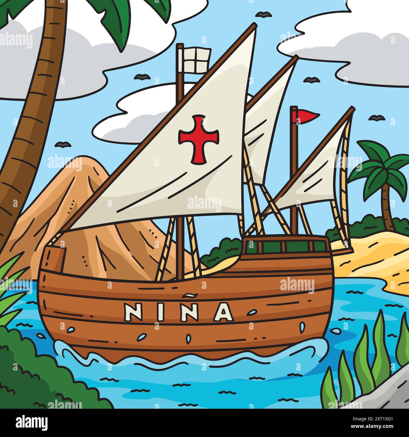 Columbus day cartoon Stock-Vektorgrafiken kaufen - Alamy