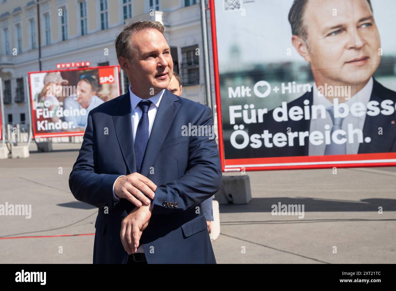 ÖSTERREICH; WIEN; 20240813; Vorsitzender der SPÖ, Andreas Babler bei einer Präsentation der ...