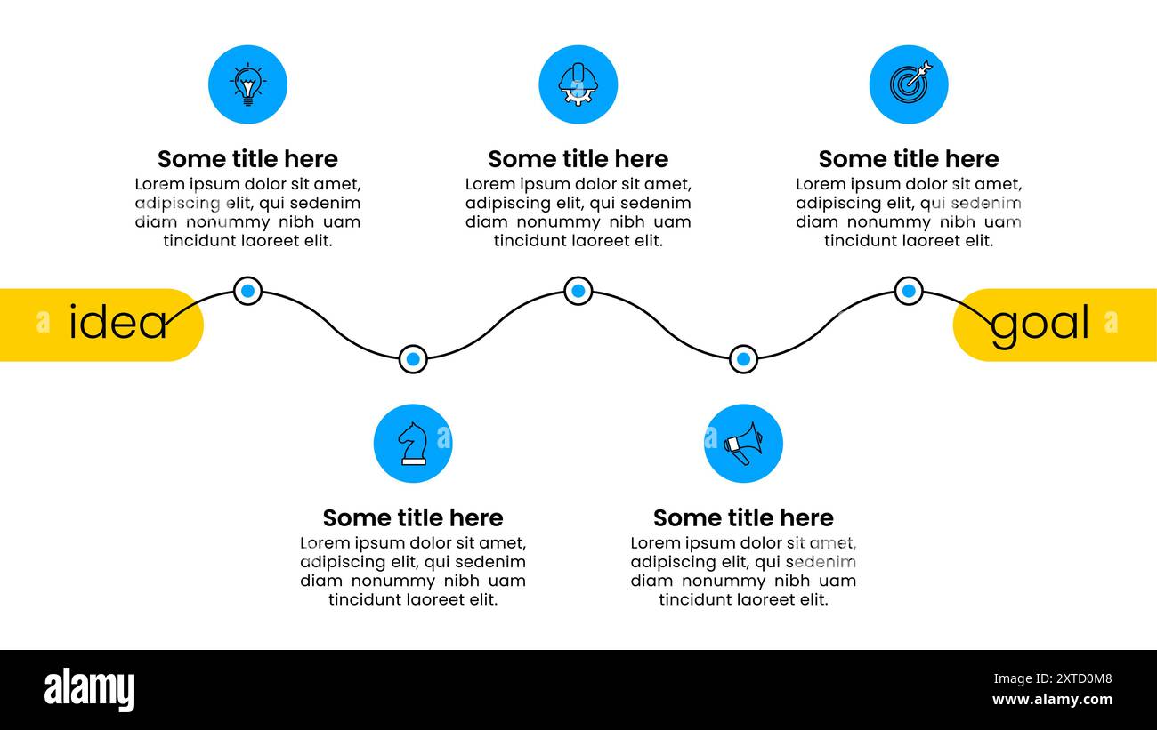 Infografik-Vorlage mit Symbolen und 5 Optionen oder Schritten. Der Weg ...