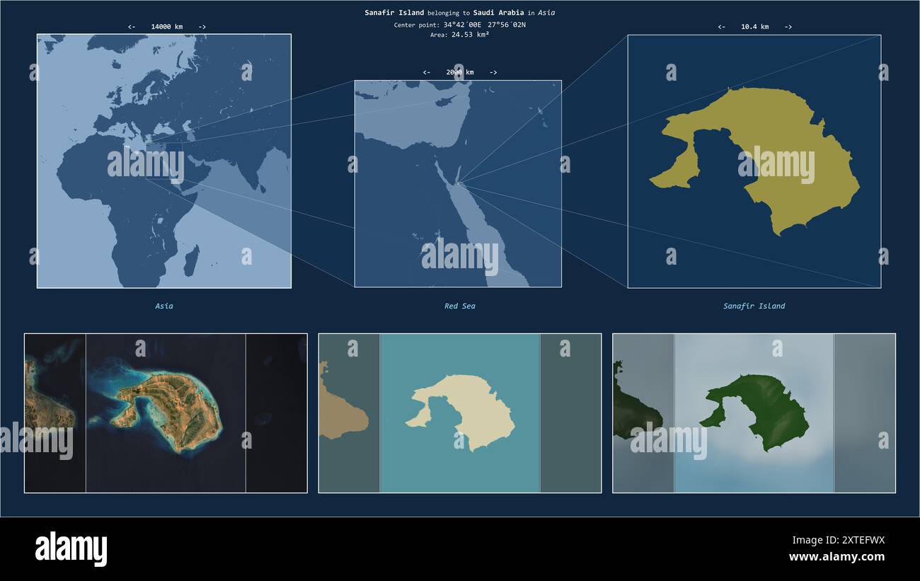 Die Insel Sanafir im Roten Meer gehört zu Saudi-Arabien. Beschriebenes ...