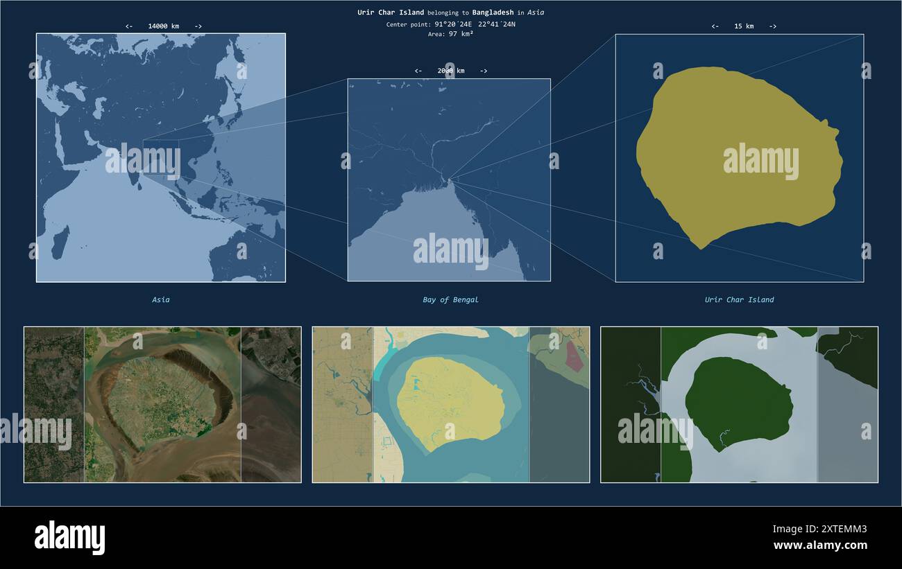 Urir Char Island in der Bucht von Bengalen - gehört zu Bangladesch ...