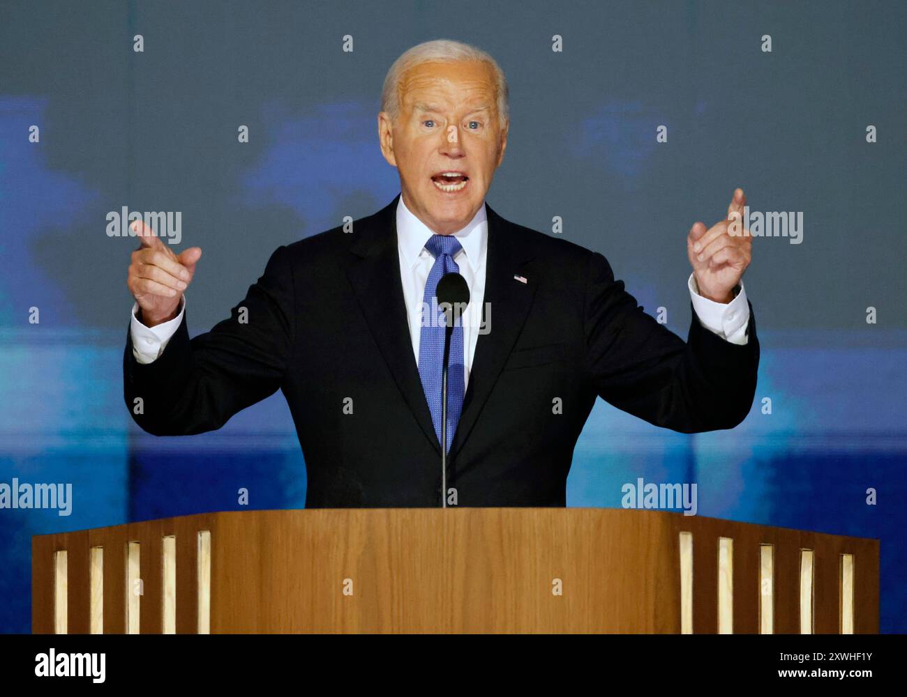 Chicago, Usa. August 2024. Präsident Joe Biden spricht am Montag, den ...