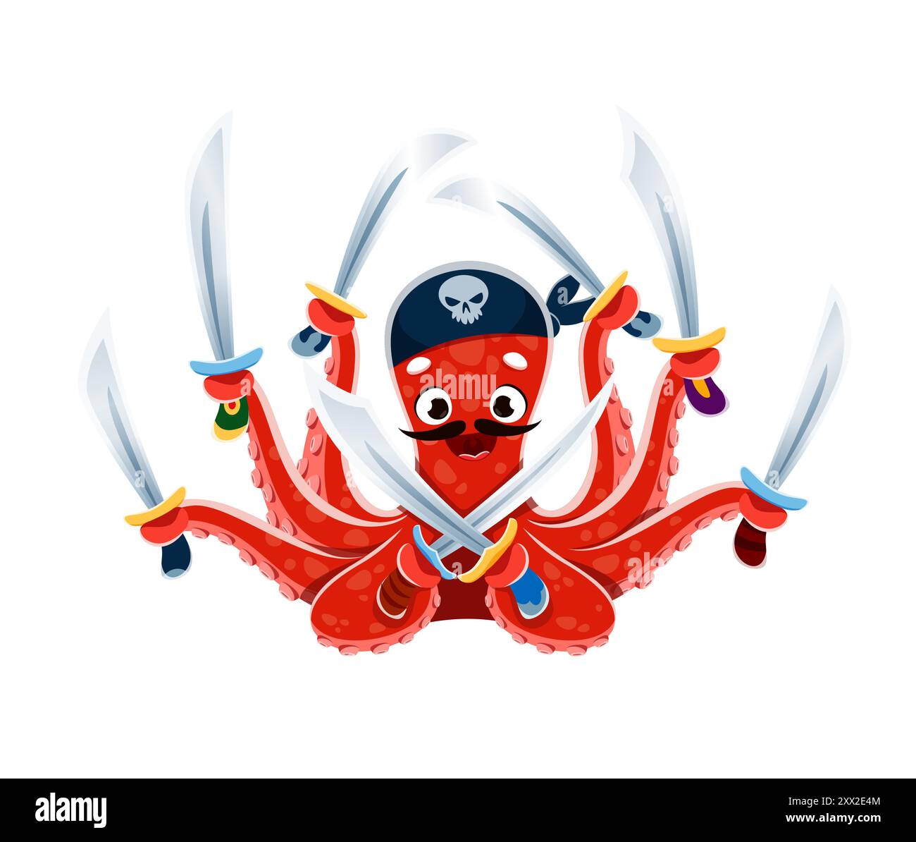 Cartoon Krake Tier Piraten Korsair Charakter. Isolierte Vektoren ...
