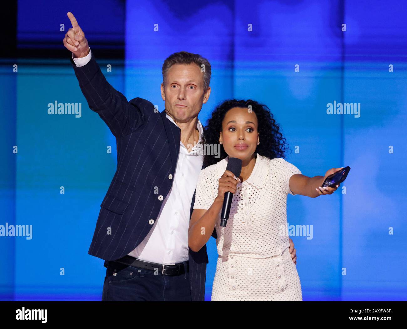 Chicago, Usa. August 2024. Die Schauspielerin Kerry Washington und Tony ...