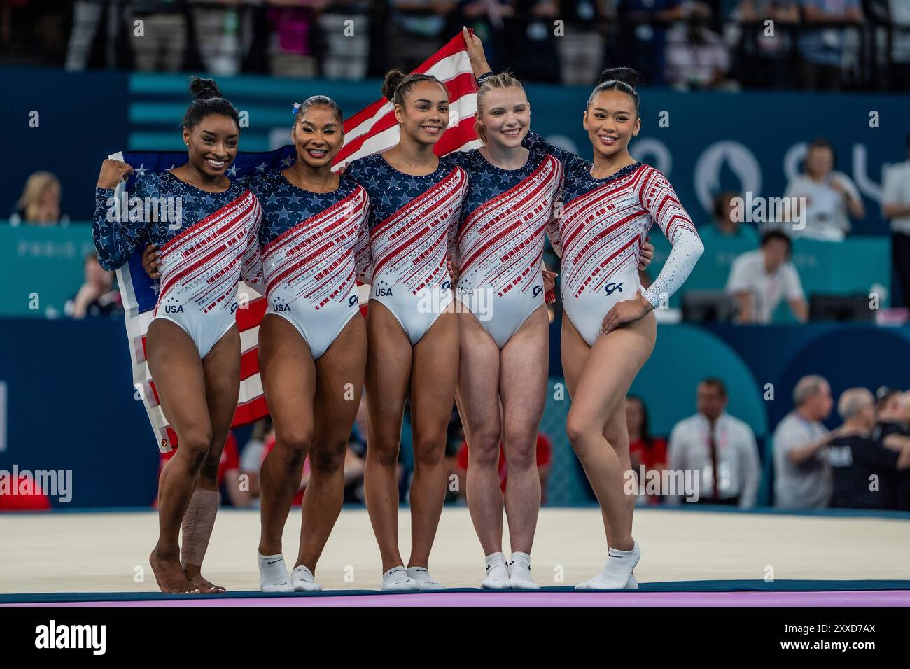 Gold-Medaillen-Gewinnerinnen des USA Women's Gymnatics Teams All Around ...