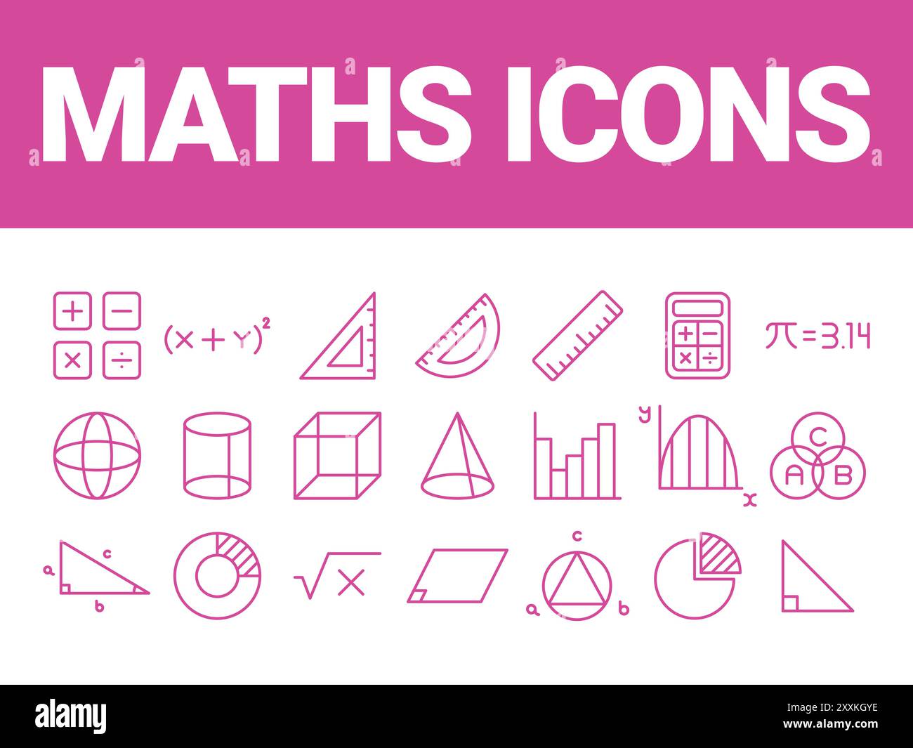 Mathematische Symbole legen den Vektor fest. Mathematik Icon ...