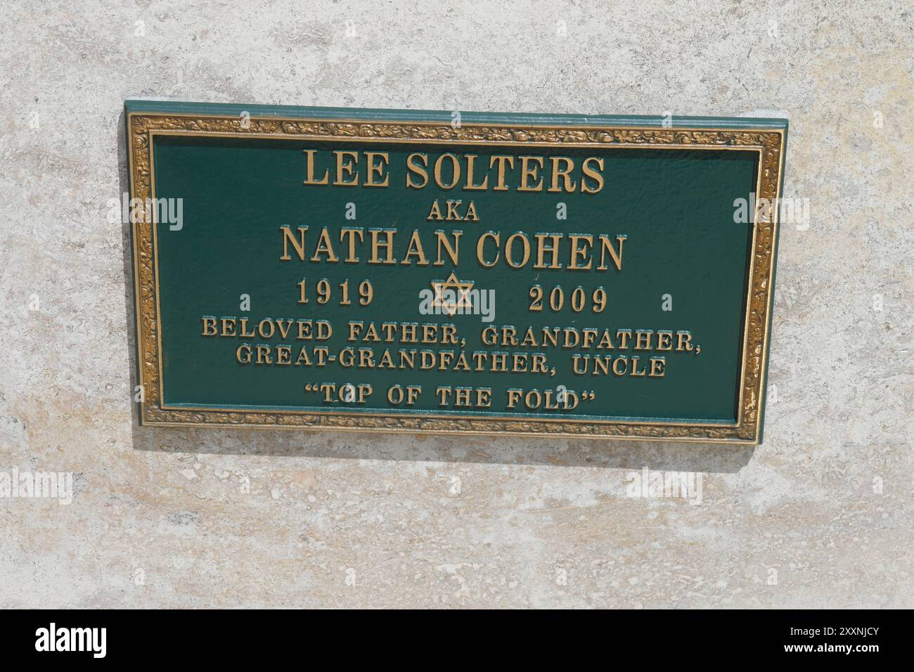 23. August 2024 der Publizist Lee Solters Grave, auch bekannt als ...