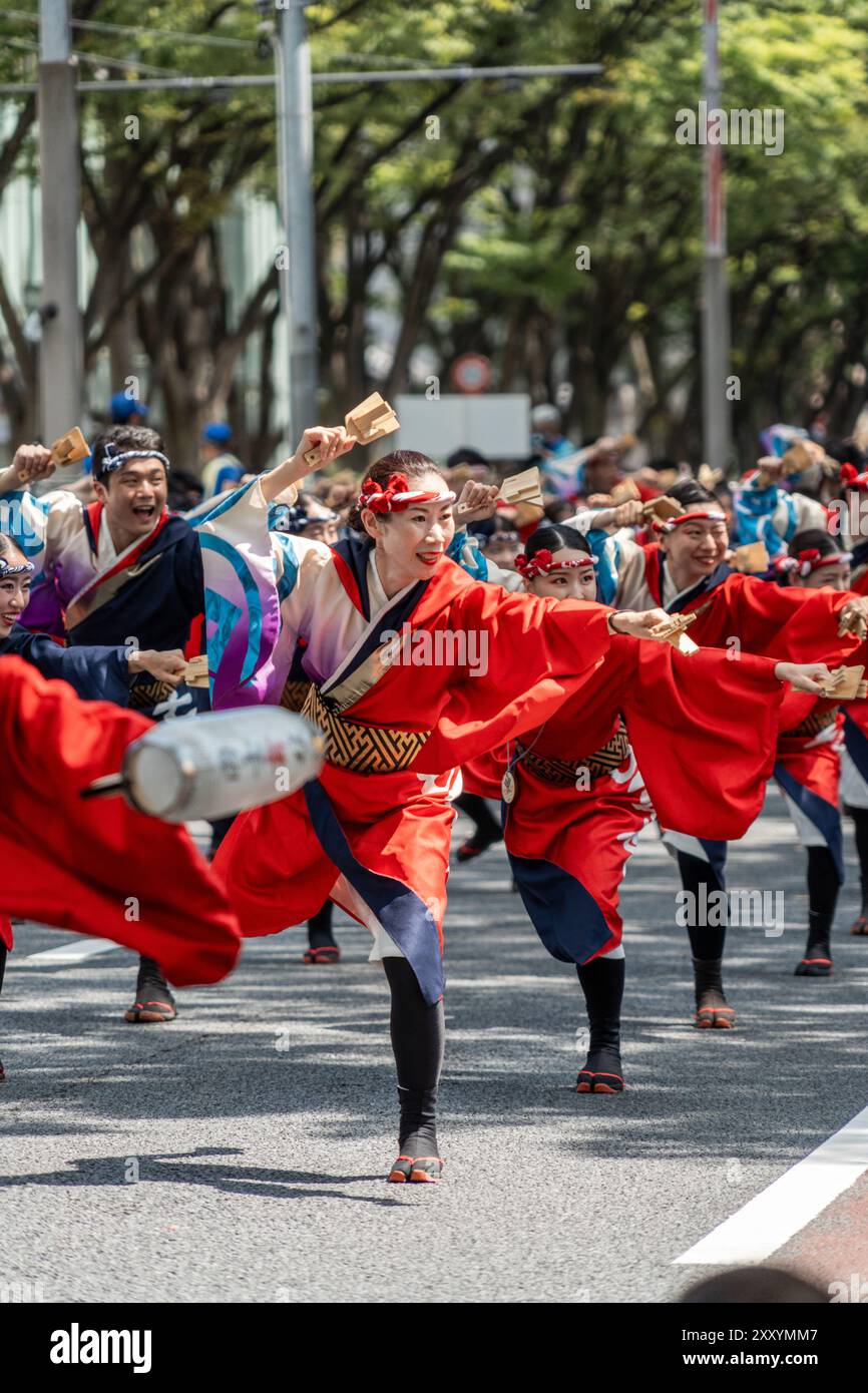 Tokio, Japan - 25. August 2024: 'Super Yosakoi' Parade, sehr populäres kulturelles Ereignis auf ...