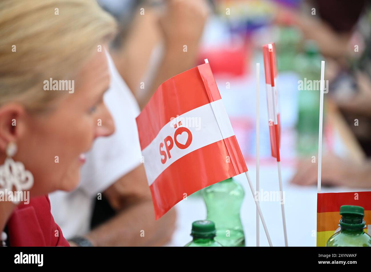 Linz, Österreich. August 2024. LINZ, ÖSTERREICH - 29. AUGUST: Fahne ...