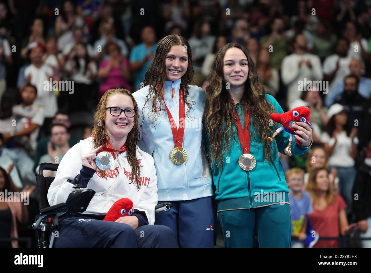 (Von links nach rechts) Silbermedaillengewinner Großbritannien Brock ...