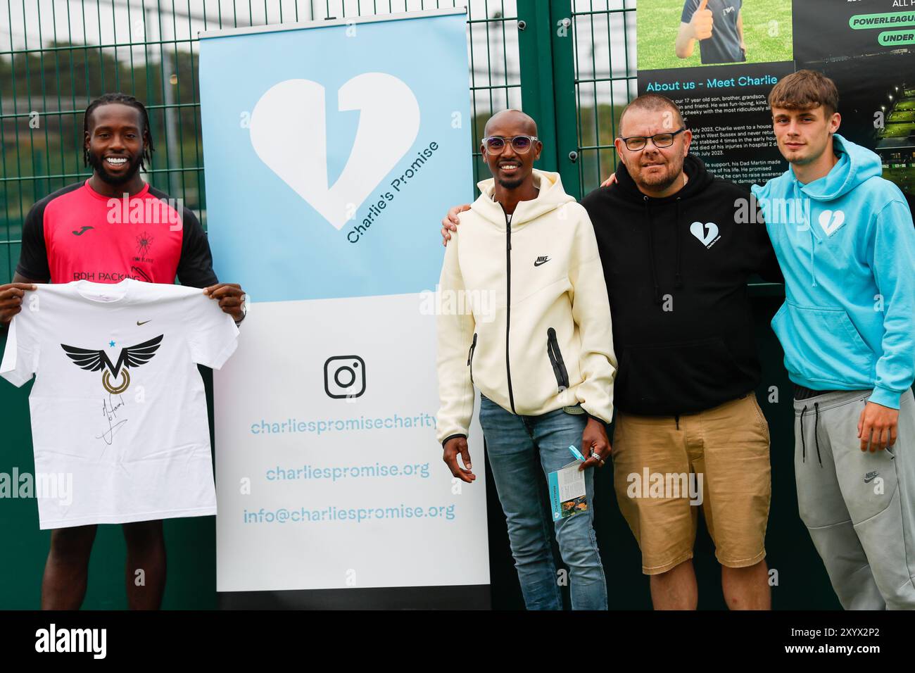 Nallhead Road, Feltham. 31. August 2024. Sir Mo Farah besuchte heute ...