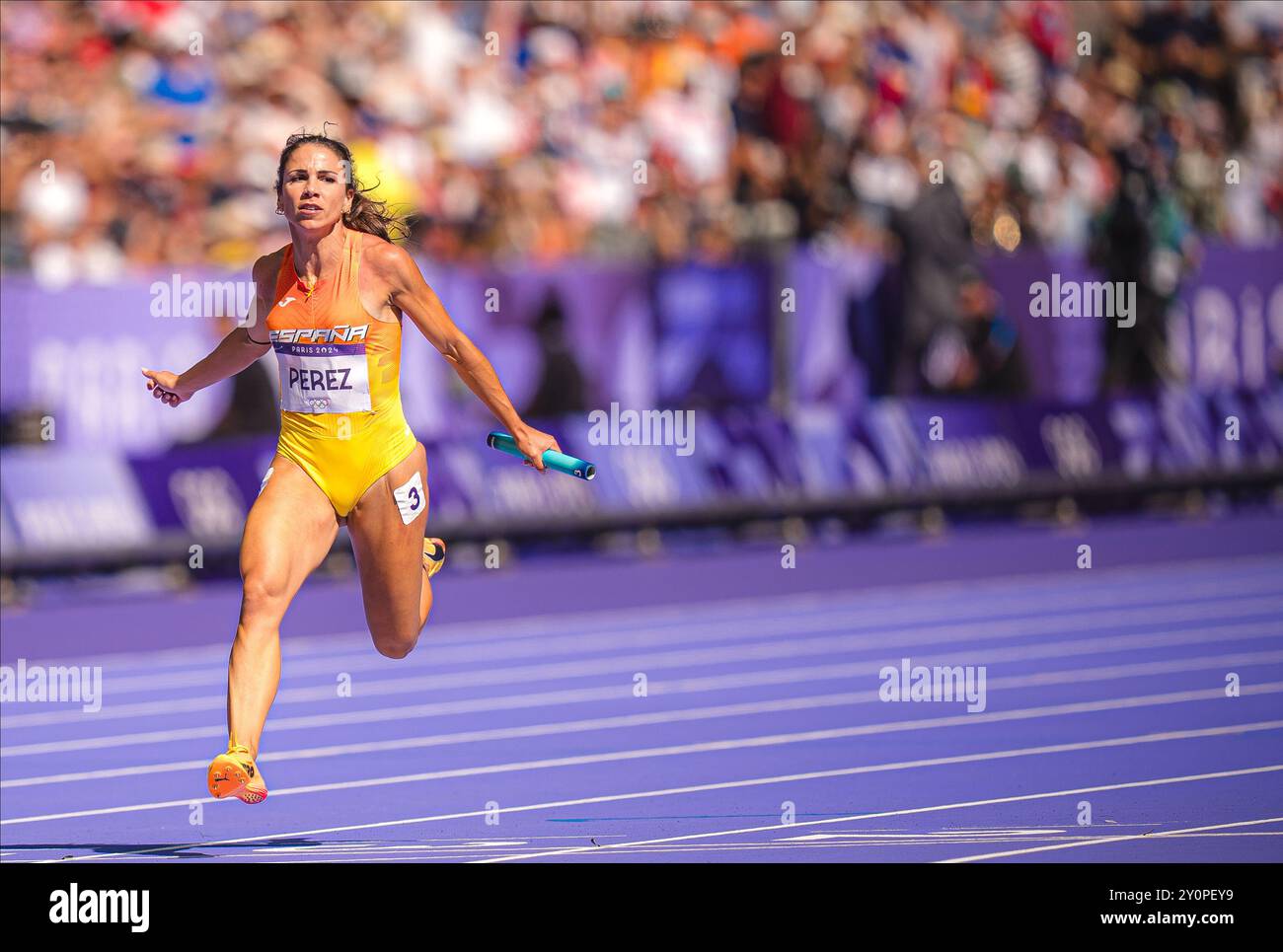 Maribel Perez nimmt an der 4x100 Meter langen Staffel der Olympischen ...