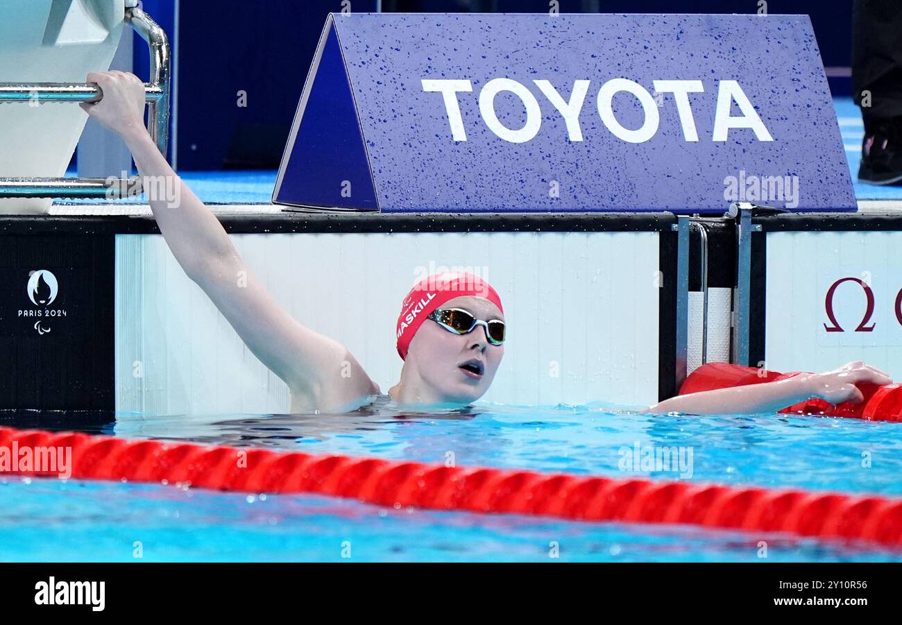 Die britische Poppy Maskill feiert am 7. Tag der Paralympischen ...