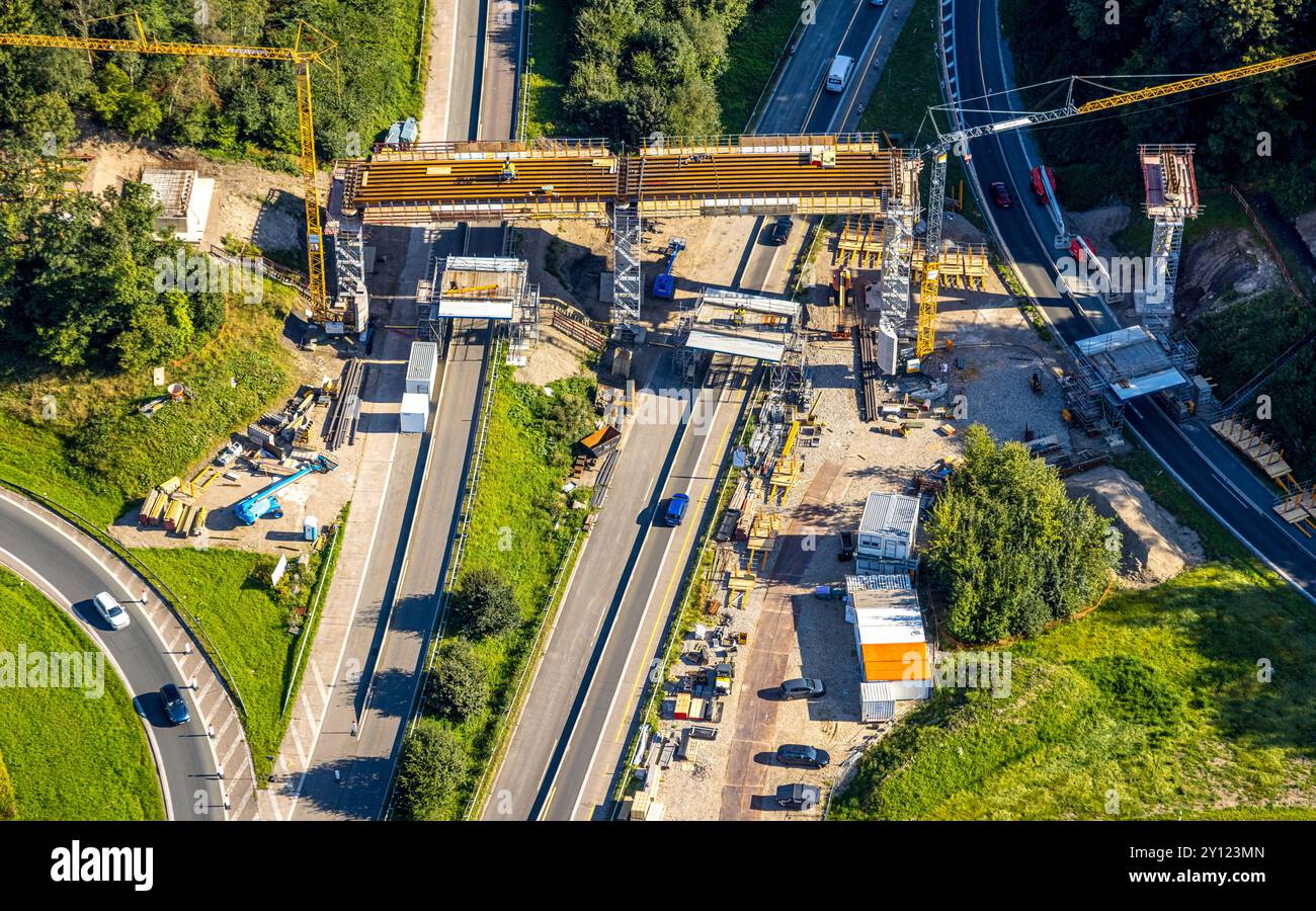 Luftbild, Neubau der Brücke Eichenhofer Weg an der Autobahn 1 und A43 ...