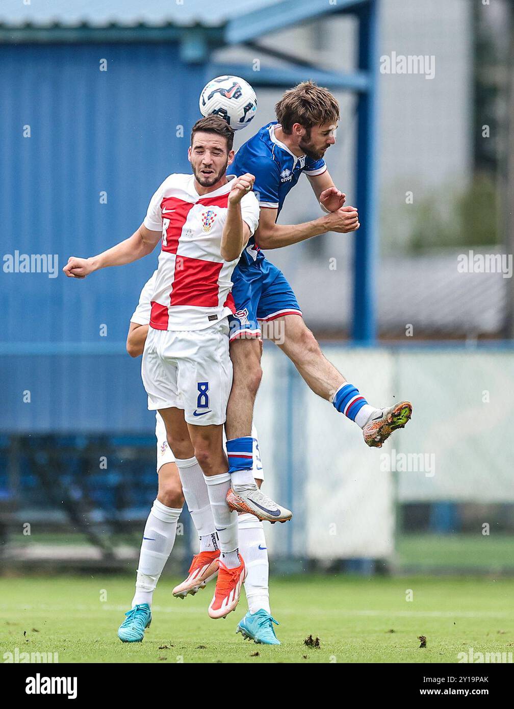 Zagreb, Kroatien. September 2024. Marko Soldo aus Kroatien springt beim ...