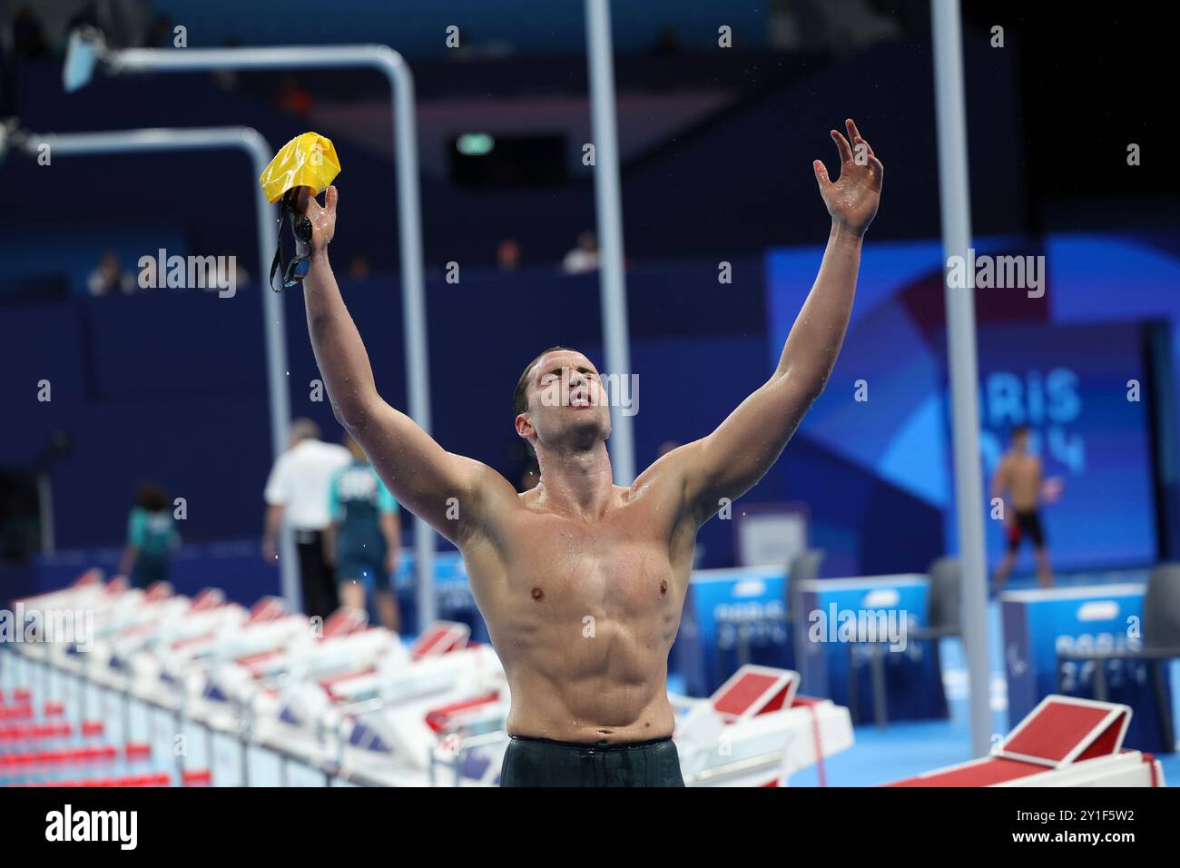 Australia's Benjamin Hance celebrates winning the men's 100 backstroke ...