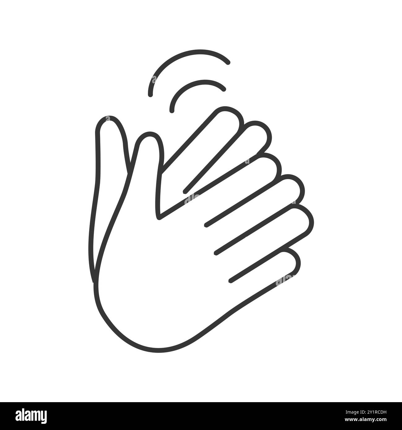 Liniengrafik Vektor-Illustration einer winkenden Hand Geste, die ...