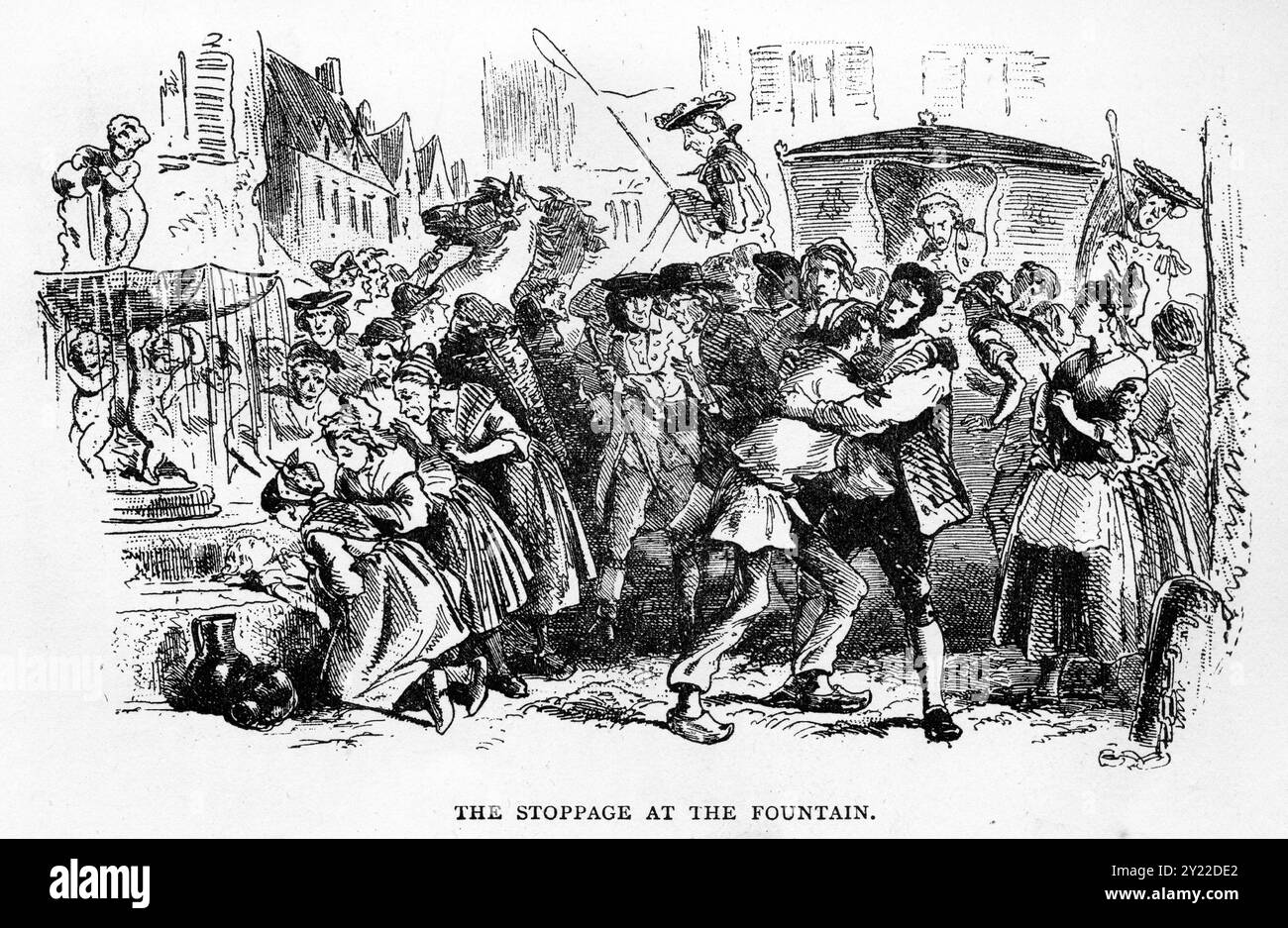 Gravur einer Szene aus dem Buch A Tale of Two Cities von Charles ...