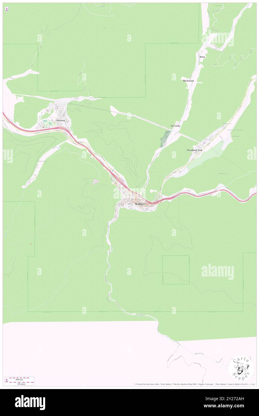 Wallace, Shoshone County, USA, USA, Idaho, n 47 28' 26'', S 115 55' 40'', Karte, Cartascapes Map ...
