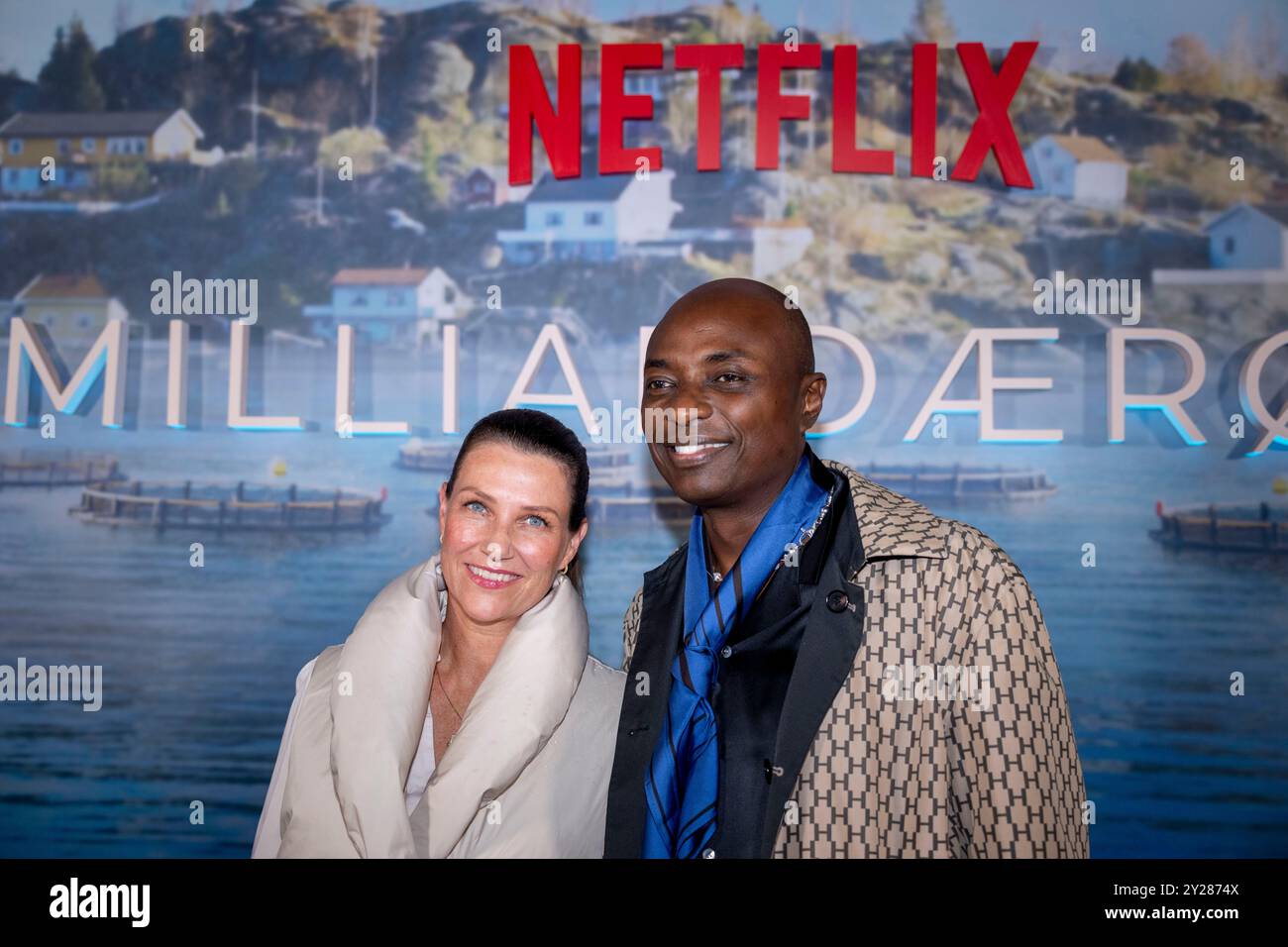 Oslo 20240909. Märtha Louise und Durek Verrett unter dem roten Teppich ...