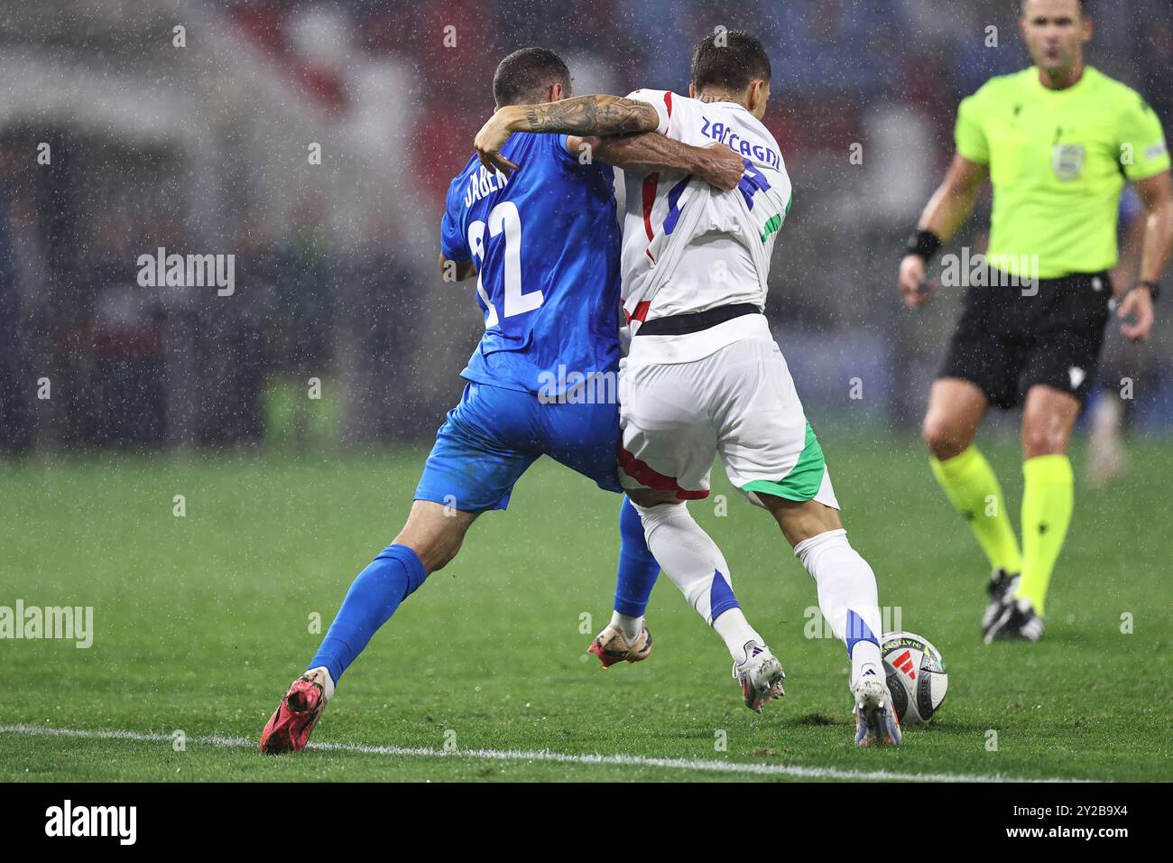 Budapest, Ungarn. September 2024. Mahmoud Jaber (Israel)Mattia Zaccagni ...