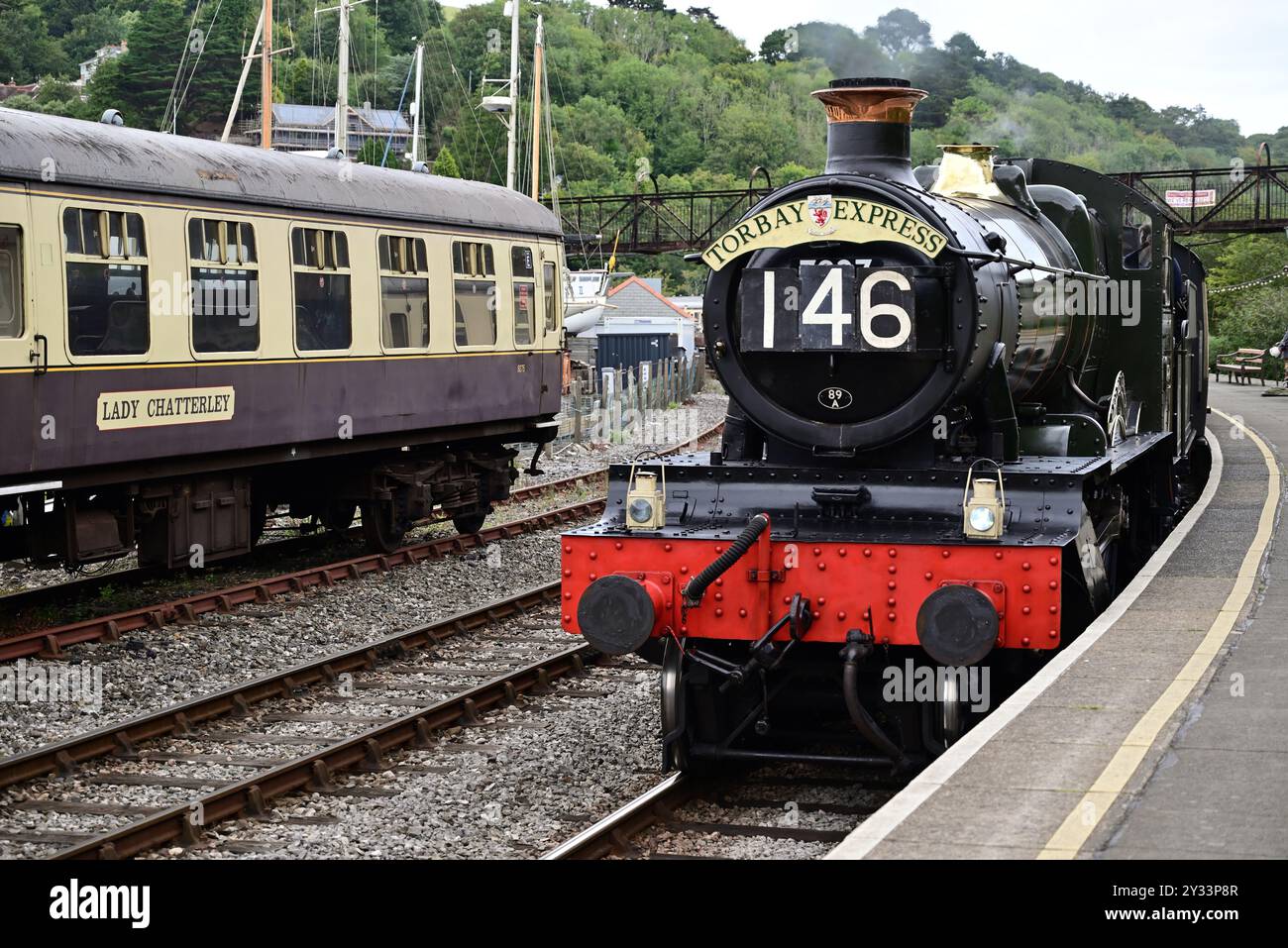Die GWR Manor Class Lokomotive Nr. 7827 Lydham Manor erreichte den ...